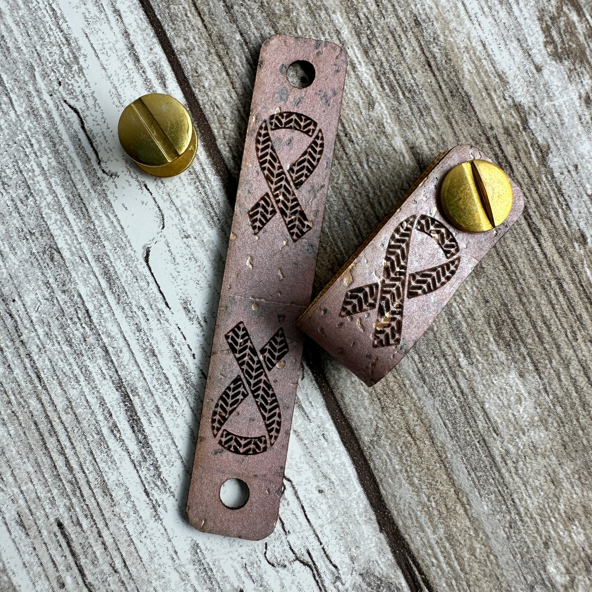 Breast Cancer Tag Faux Leather | Grocery Girls Knit